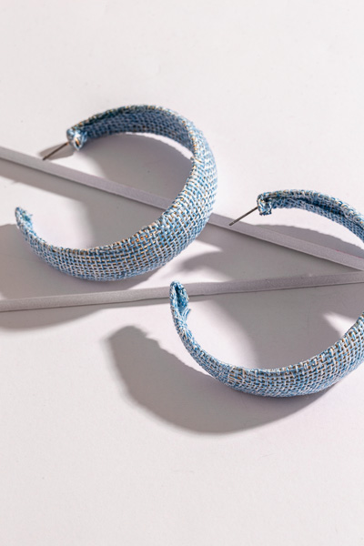 Woven Hoops, Blue - Accessories - The Blue Door Boutique