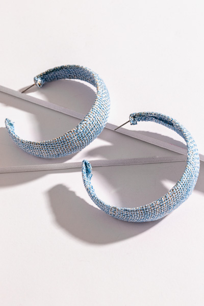 Woven Hoops, Blue - Accessories - The Blue Door Boutique