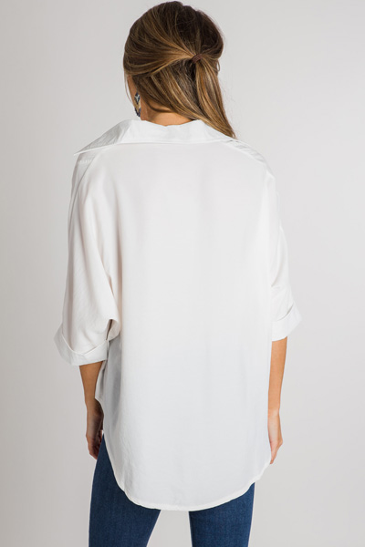 White Button Top - Tops - The Blue Door Boutique