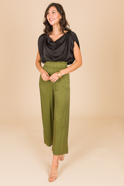 Sally Satin Drape Top - SALE - The Blue Door Boutique