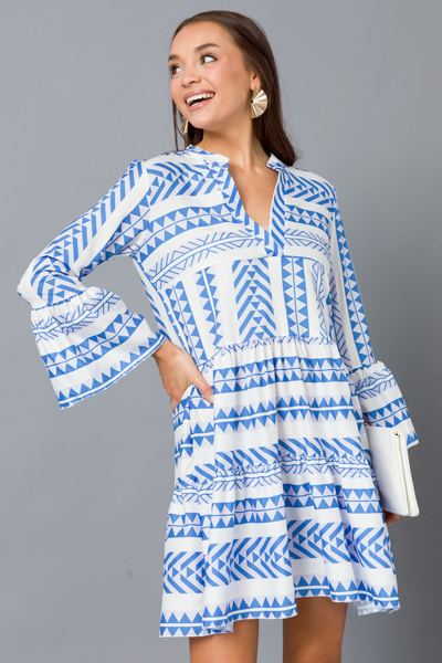 Pyramid Tiered Dress, Blue - Dresses w/ Sleeves - Dresses - The Blue ...
