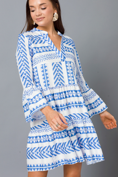 Pyramid Tiered Dress, Blue - Dresses w/ Sleeves - Dresses - The Blue ...
