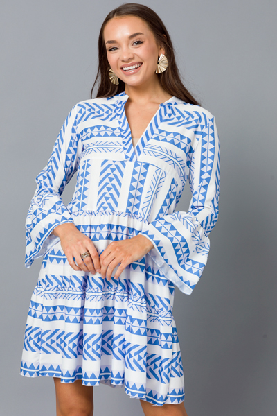 Pyramid Tiered Dress, Blue - Dresses w/ Sleeves - Dresses - The Blue ...