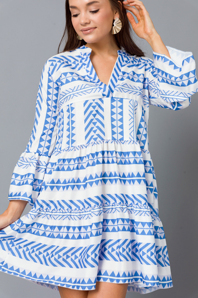Pyramid Tiered Dress, Blue - Dresses w/ Sleeves - Dresses - The Blue ...