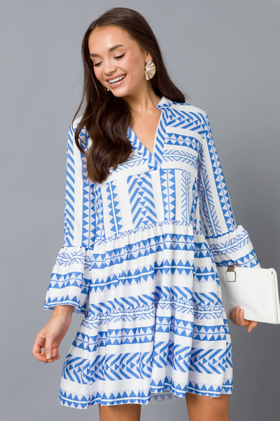 Pyramid Tiered Dress, Blue - Dresses w/ Sleeves - Dresses - The Blue ...