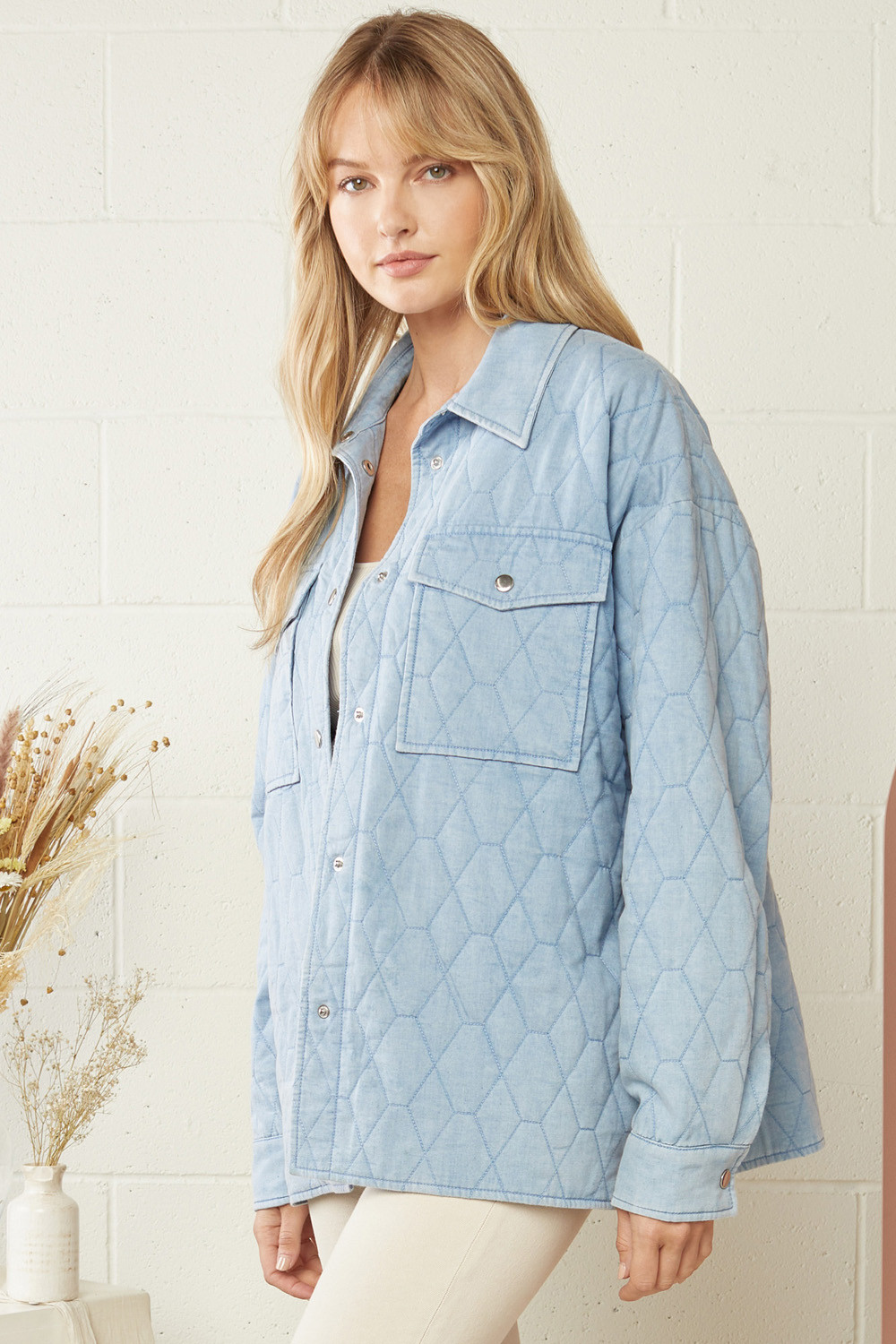 Hex Quilted Jacket, Blue - SALE - The Blue Door Boutique
