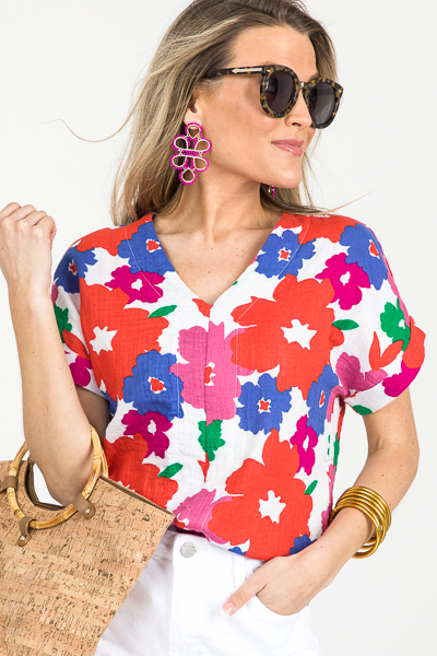 Harper Top, Carnation - New Arrivals - The Blue Door Boutique