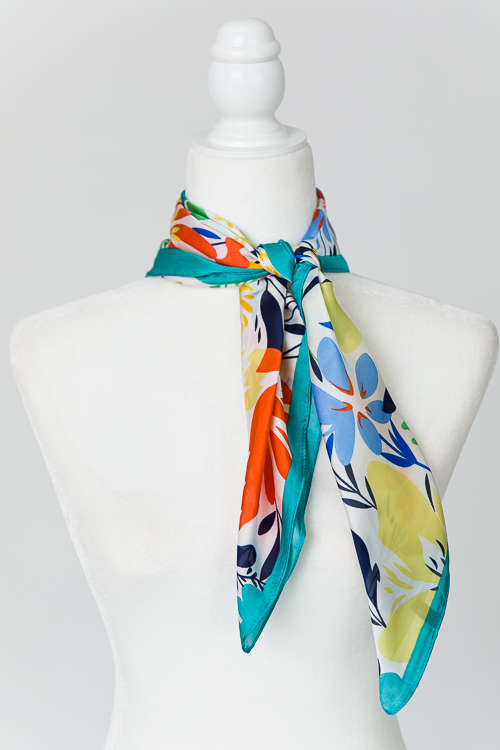Multi Floral Silk Scarf - New Arrivals - The Blue Door Boutique
